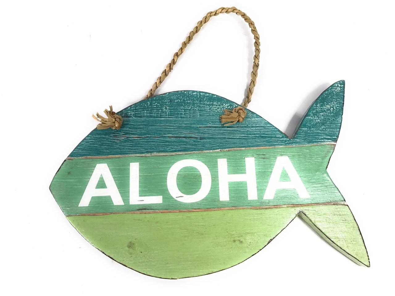 Aloha Fish Sign Beachy on Wood Planks Green 13" X 8" | #nik3219b ...