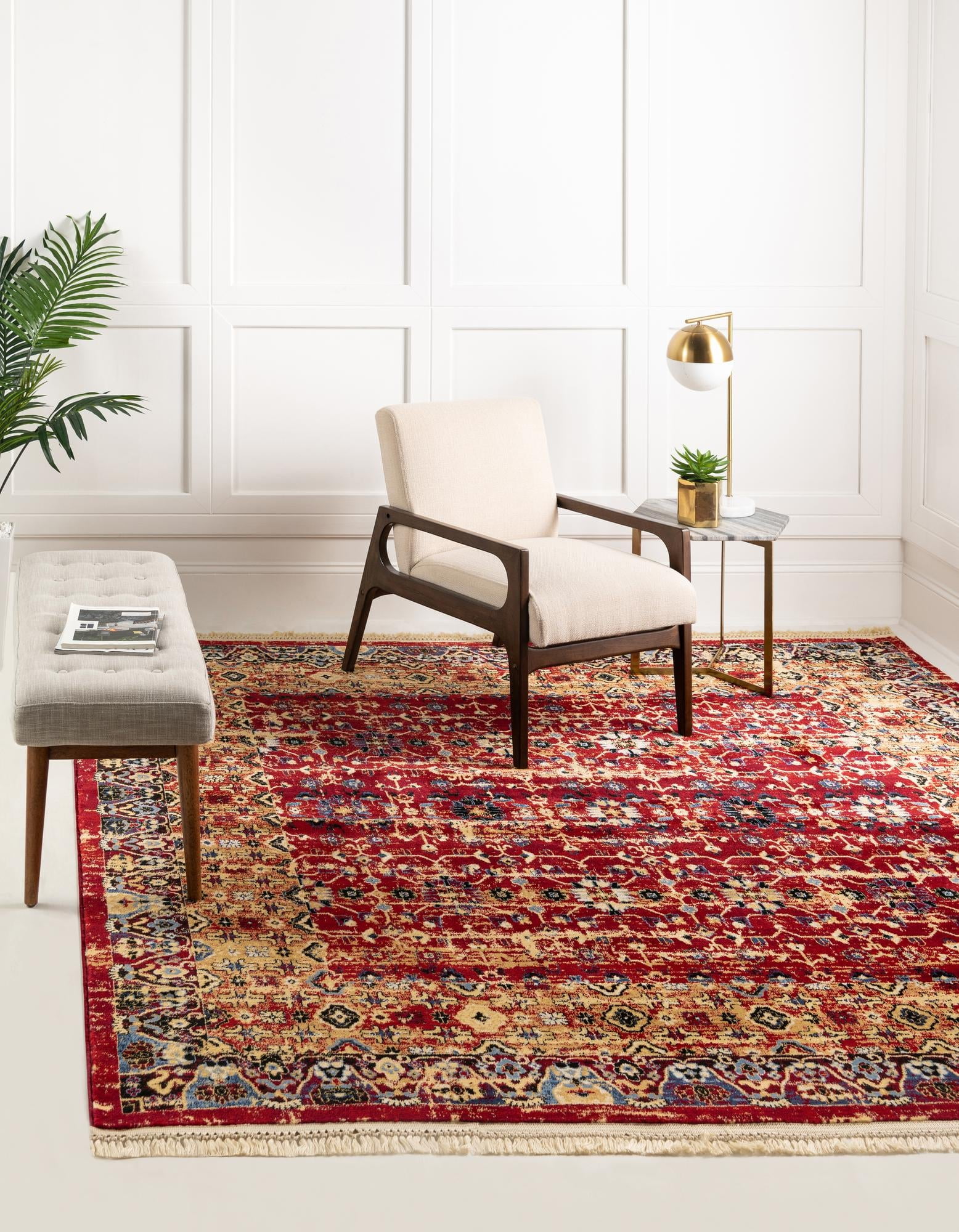 Rugs.com Kennedy Collection Rug – 8' Square Red Medium Rug Perfect For ...