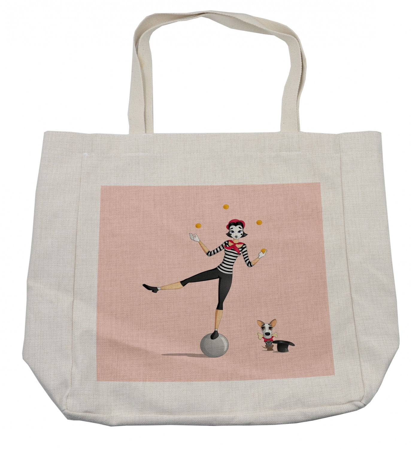 Cartoon Shopping Bag, Mime Performing Girl Pantomime Juggling with ...
