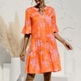 Womens Summer Dress 34 Puff Sleeves Ruffle Mini Dress V Neck Solid Pleated Dresses