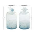 DecMode 5"W, 9"H Blue Glass Shell Handmade Decorative Jars with Whale ...