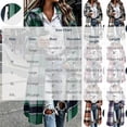 AHTJRT Women's Plaid Jacket Lape Full Zip Long Wool Coats Warm Casual ...