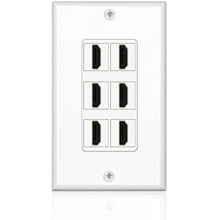 TNP HDMI Wall Plate (6 Port, White) HDMI Face Plate Socket Insert Jack ...