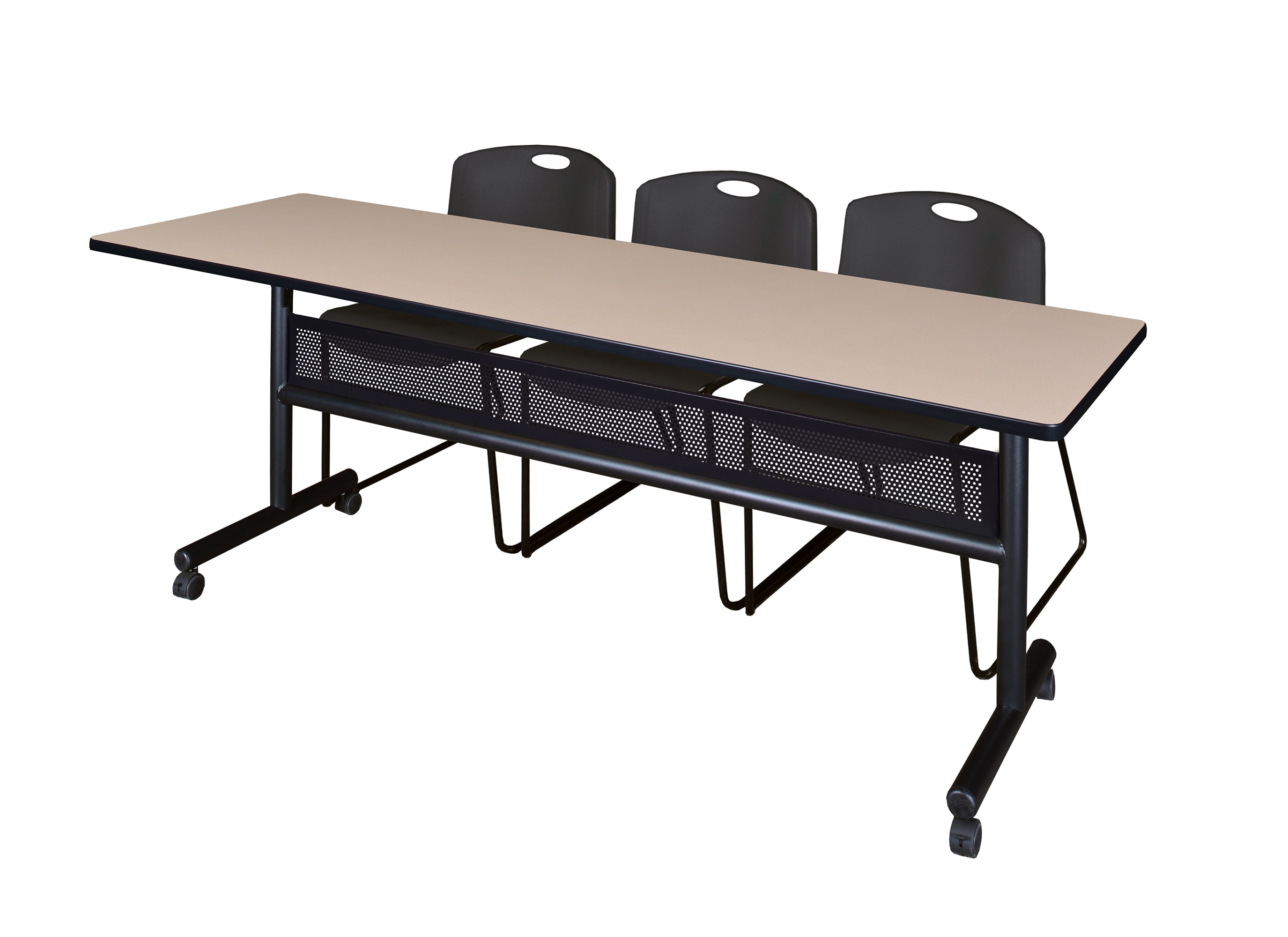 84" x 24" Flip Top Mobile Training Table with Modesty Panel- Beige and ...