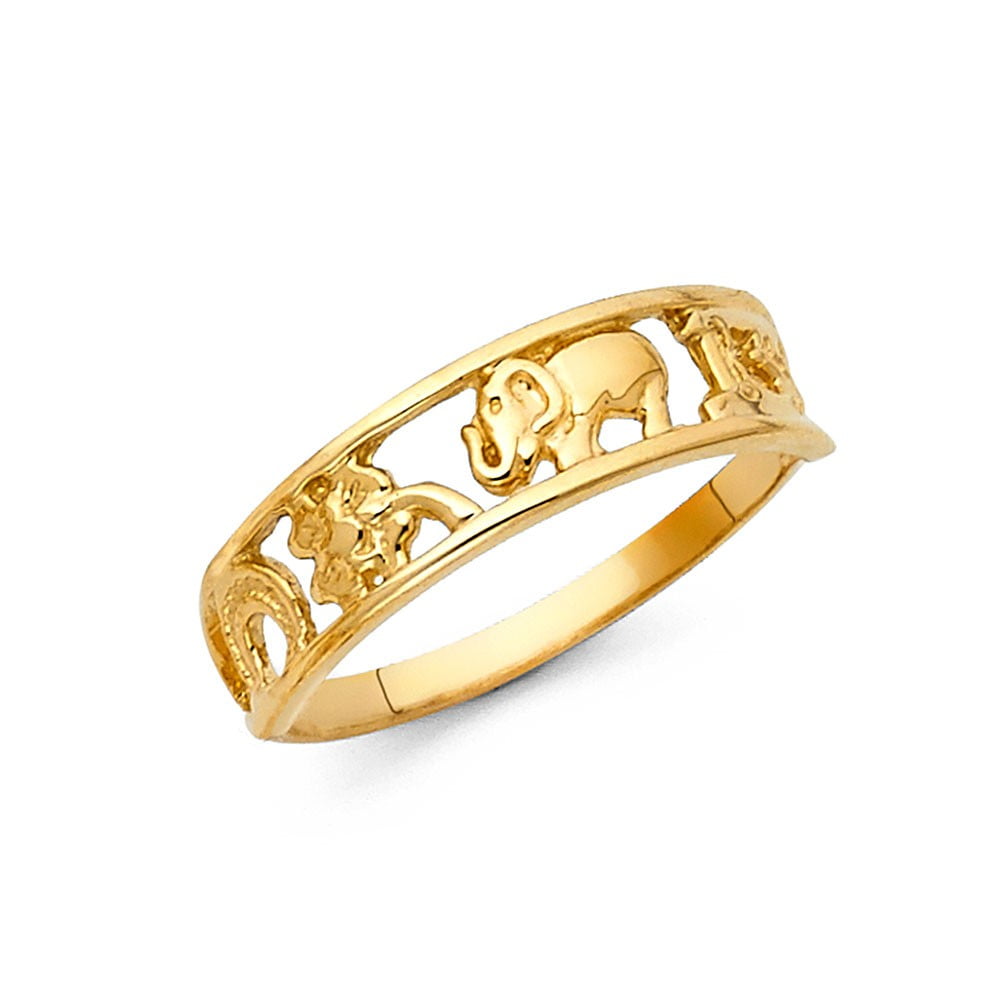 14k Yellow Italian Solid Gold All-in-One Lucky Charm Ring 5mm - Walmart.com