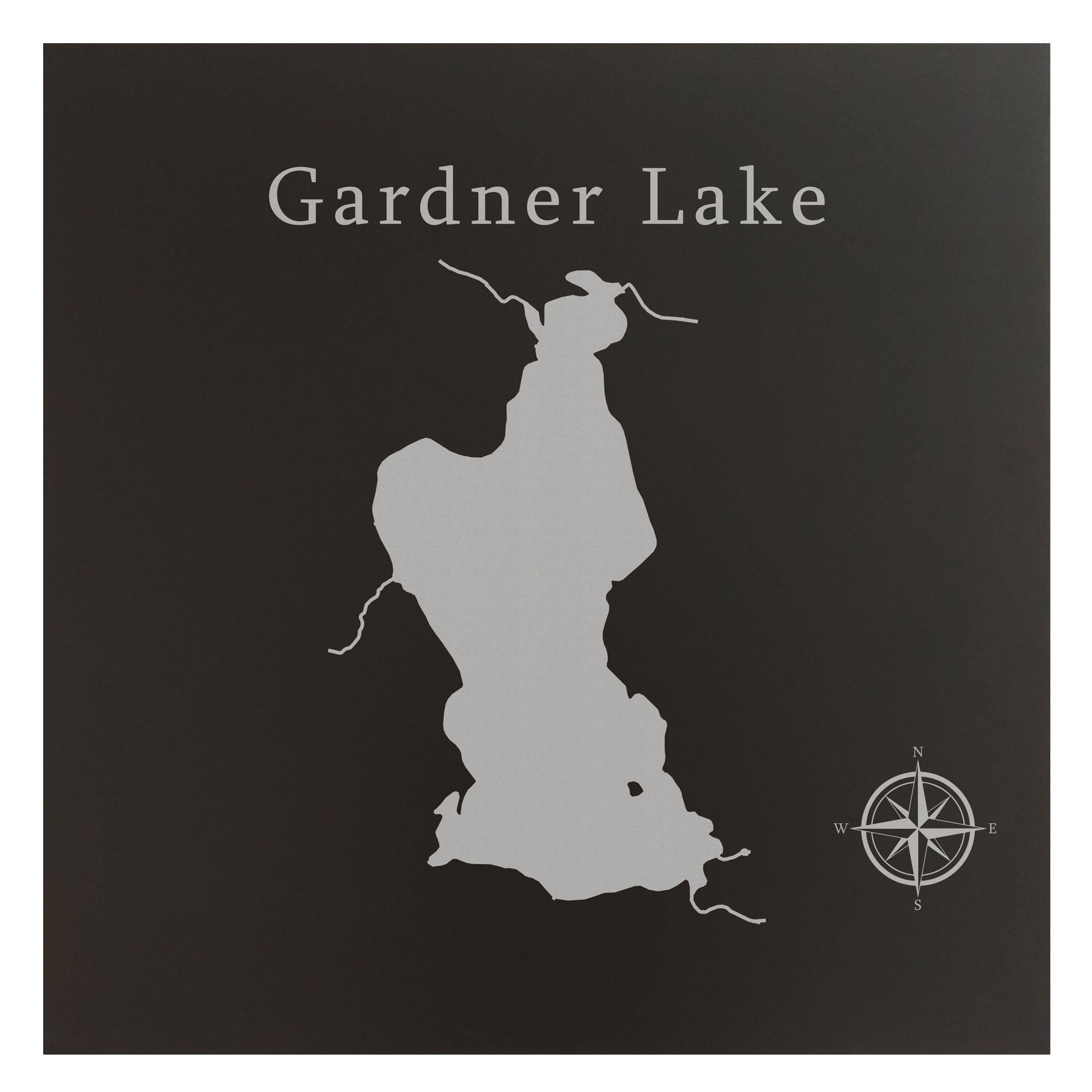 Gardner Lake Map 12x12" Black Metal Wall Art Office Decor Gift Engraved ...