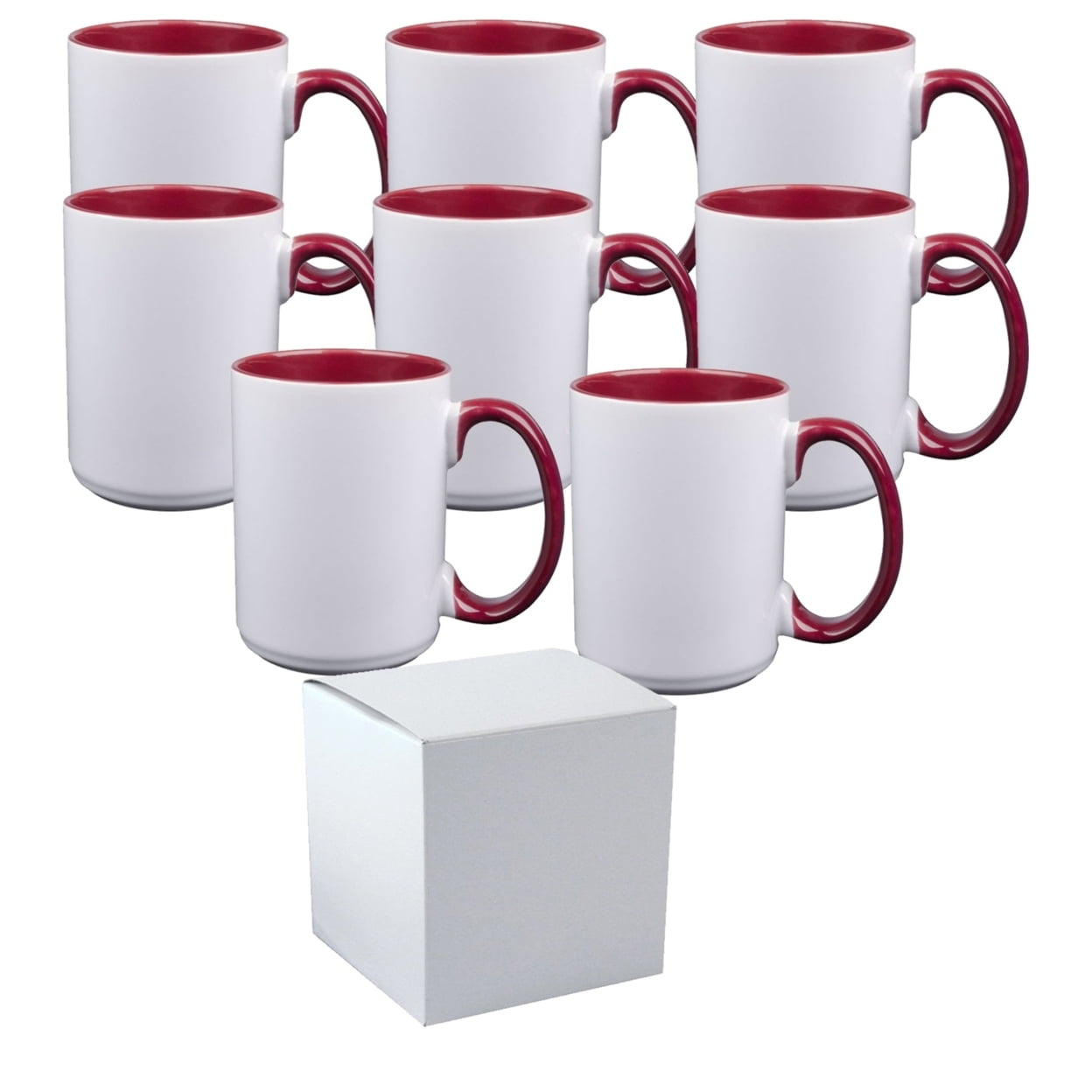 Mugsie 8 Pcs 15OZ El Grande Dark Red Inside & Handle Sublimation Mugs ...