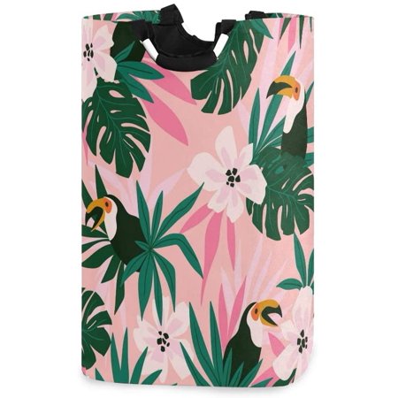 Laundry Basket Tropical Flower Bird Toucans Laundry Hamper Collapsible ...