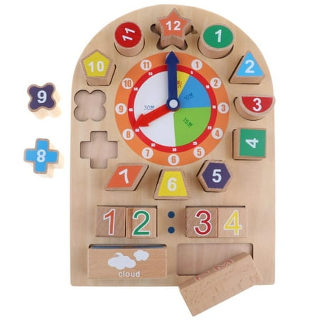 Wooden Shape Sorting Clock, Shape Sorter Board Color Recognition Toy ...