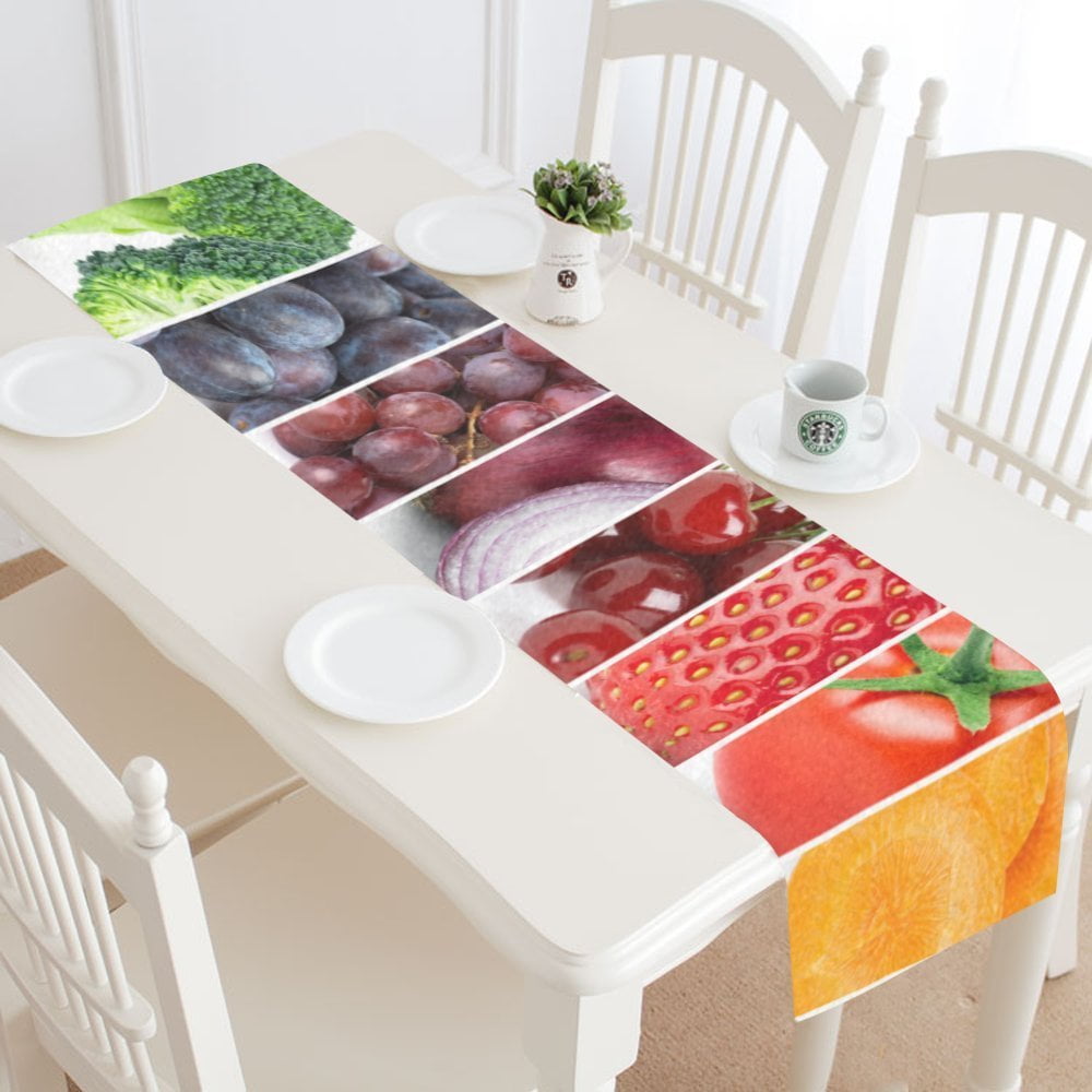 MYPOP Colorful Fruit Vegetable Table Runner Home Decor 16x72 Inch,Fresh ...