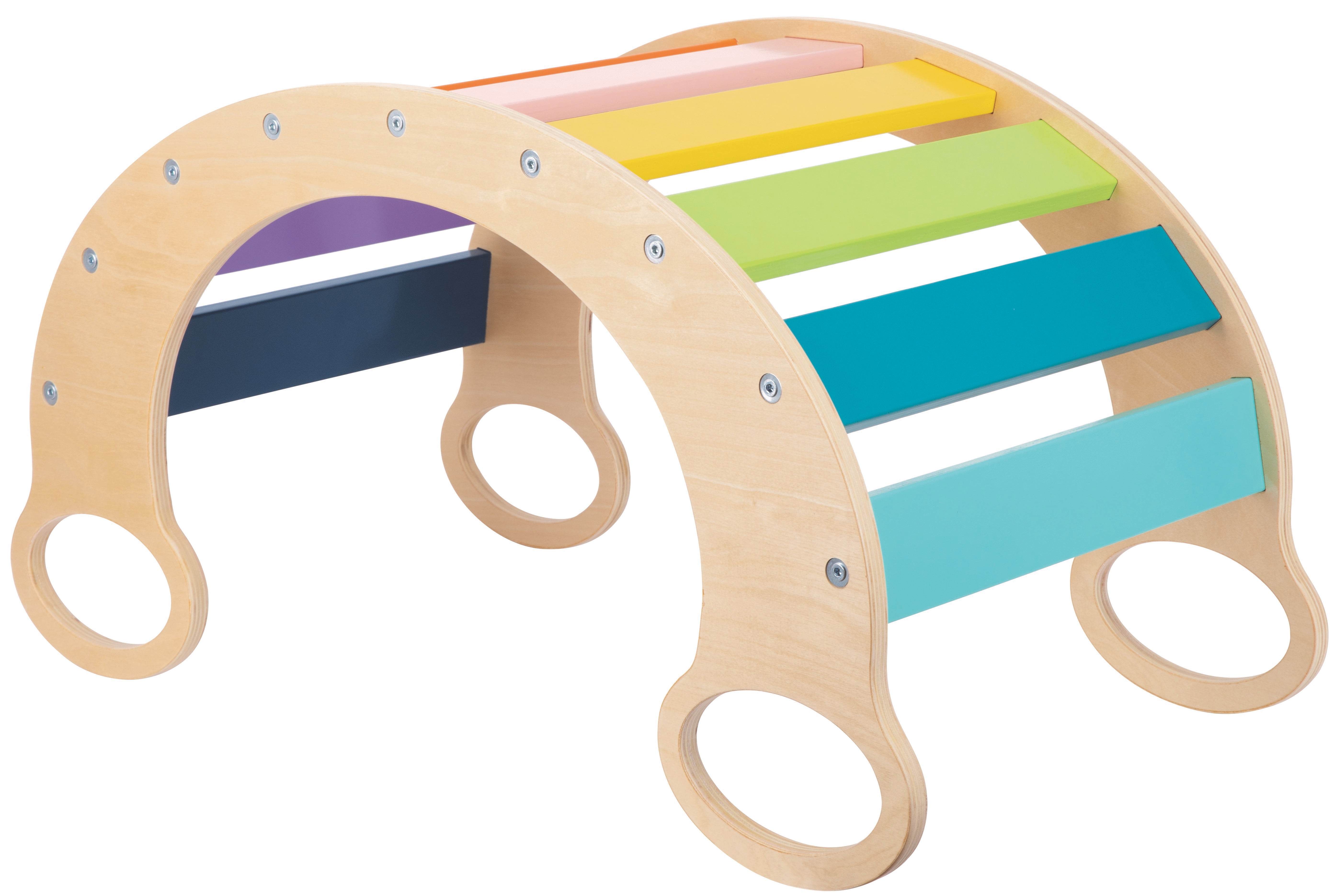 TOOKYLAND Wooden Climbing Arch Rocker - Rainbow Rocking Climber Frame ...
