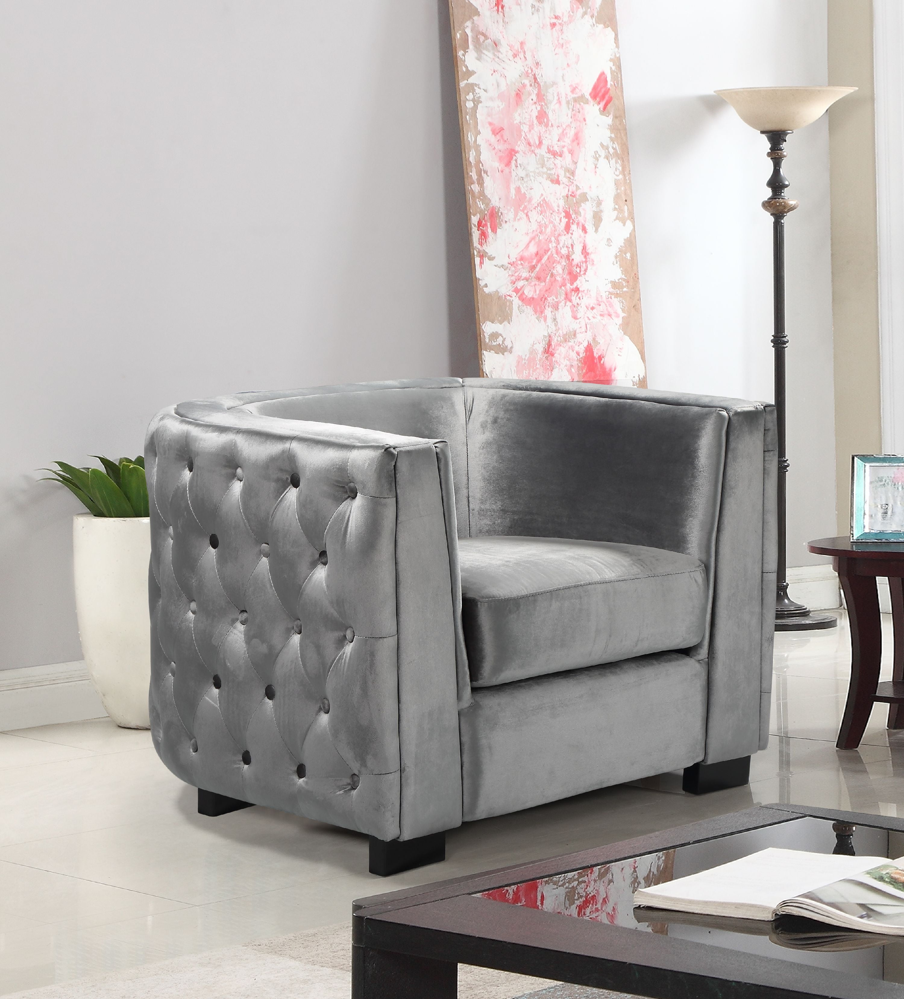 Chic Home Ivos Club Chair Velvet Upholstered Button Tufted Design ...