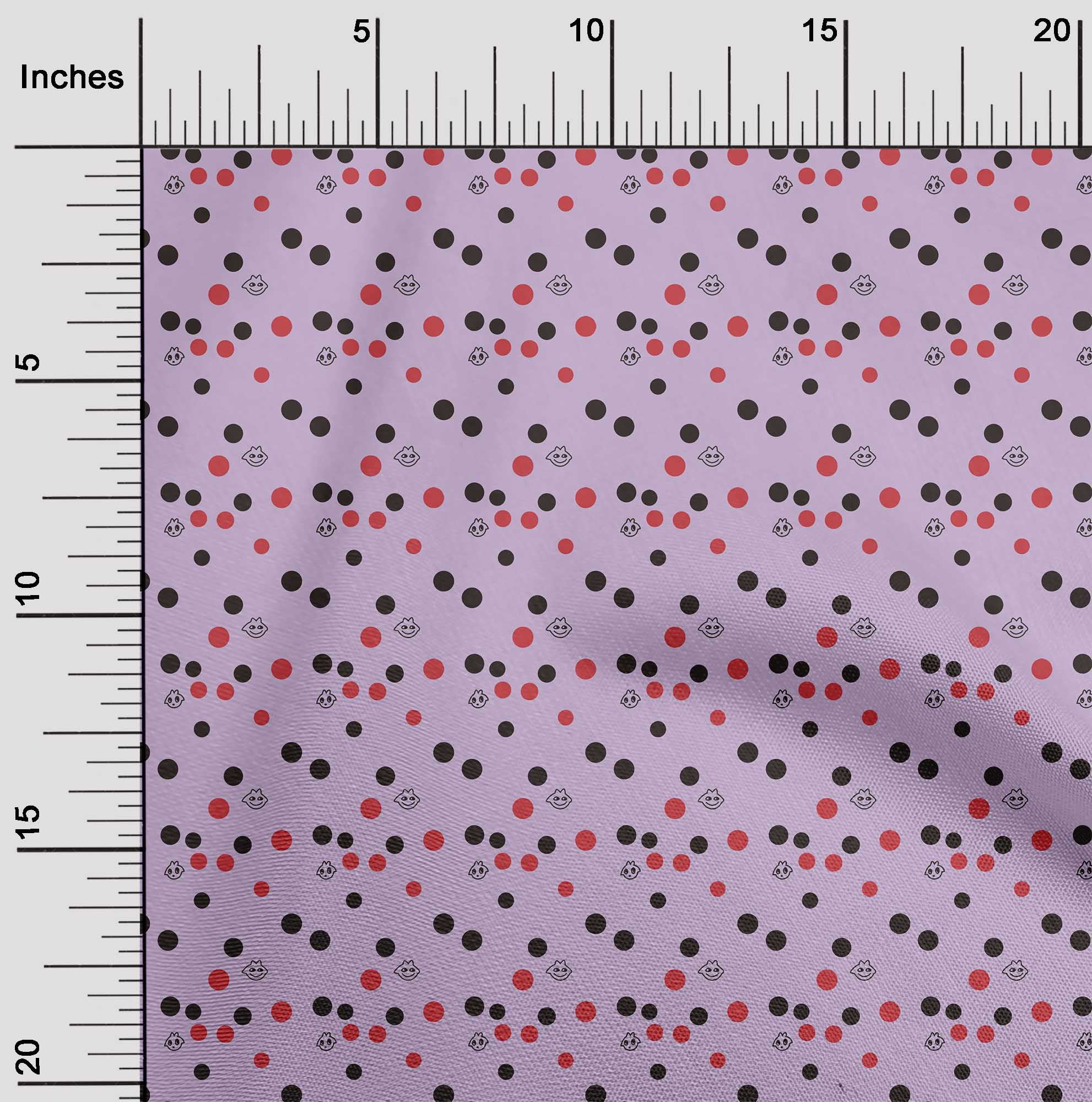 oneOone Cotton Silk Light Purple Fabric Cartoon Face & Polka Dot ...