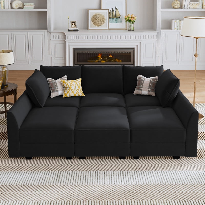 Click here for Honbay 6-Piece Velvet Modular Sectional Sofa Bed W... prices