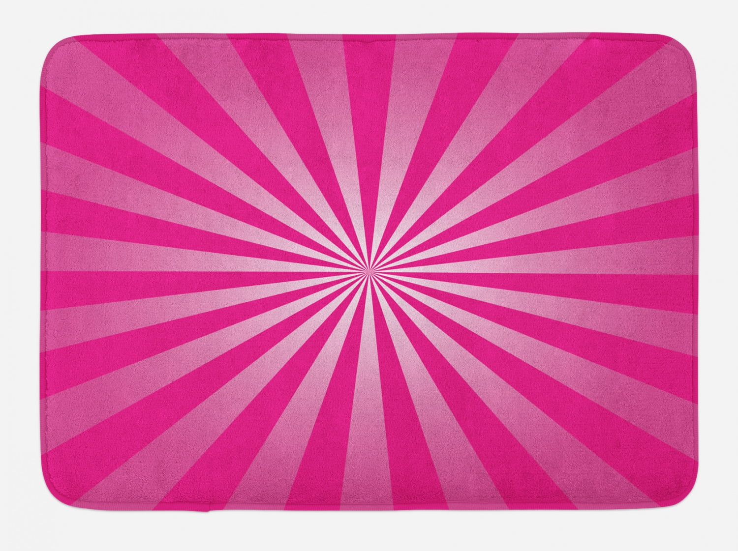 Hot Pink Bath Mat, Retro Style Sunrays Inspired Pattern Grunge Effect ...