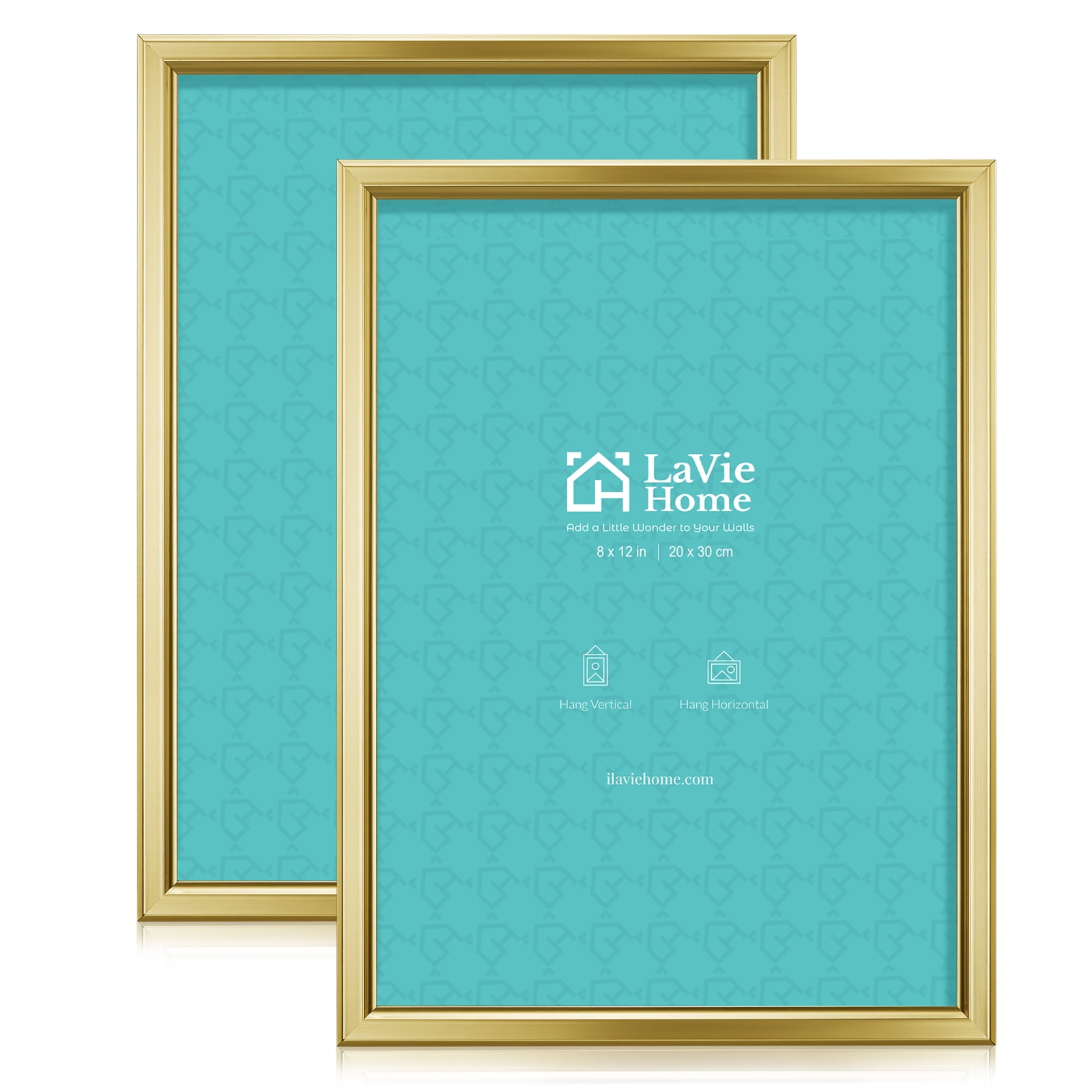 LaVie Home 8x12 Picture Frames (2 Pack, Gold) Simple Designed Photo ...