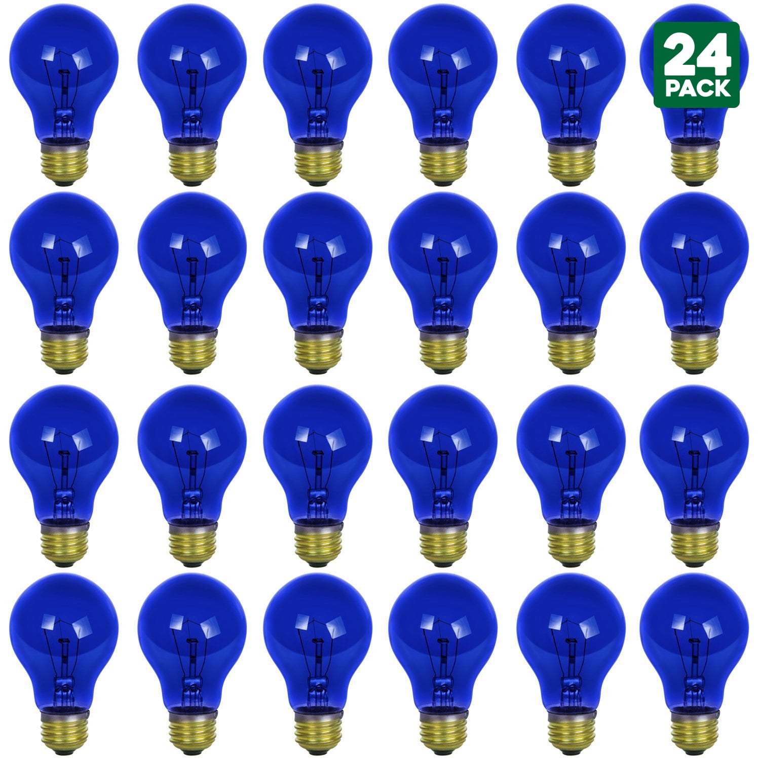 24 Pack of Sunlite 25 watt Transparent Blue Colored Incandescent Light ...