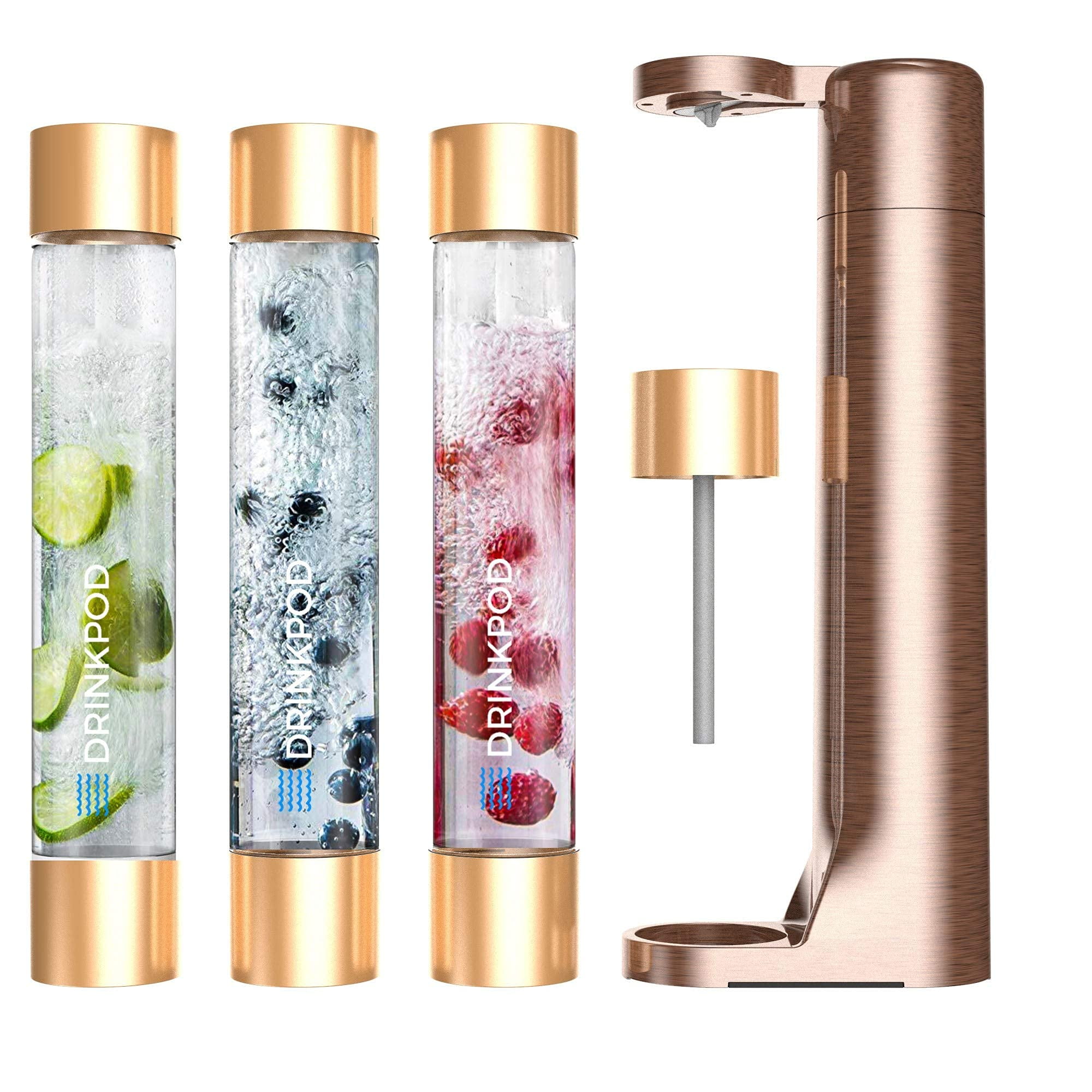 FIZZpod Soda Maker - Máquina de bebidas gaseosas con 3 botellas de PET, 3 tapas, 1 tapa ...