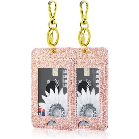 [2 Pack] ID Badge Holder, HTWW ID Badge Clip Key Chain Holder, PU ...