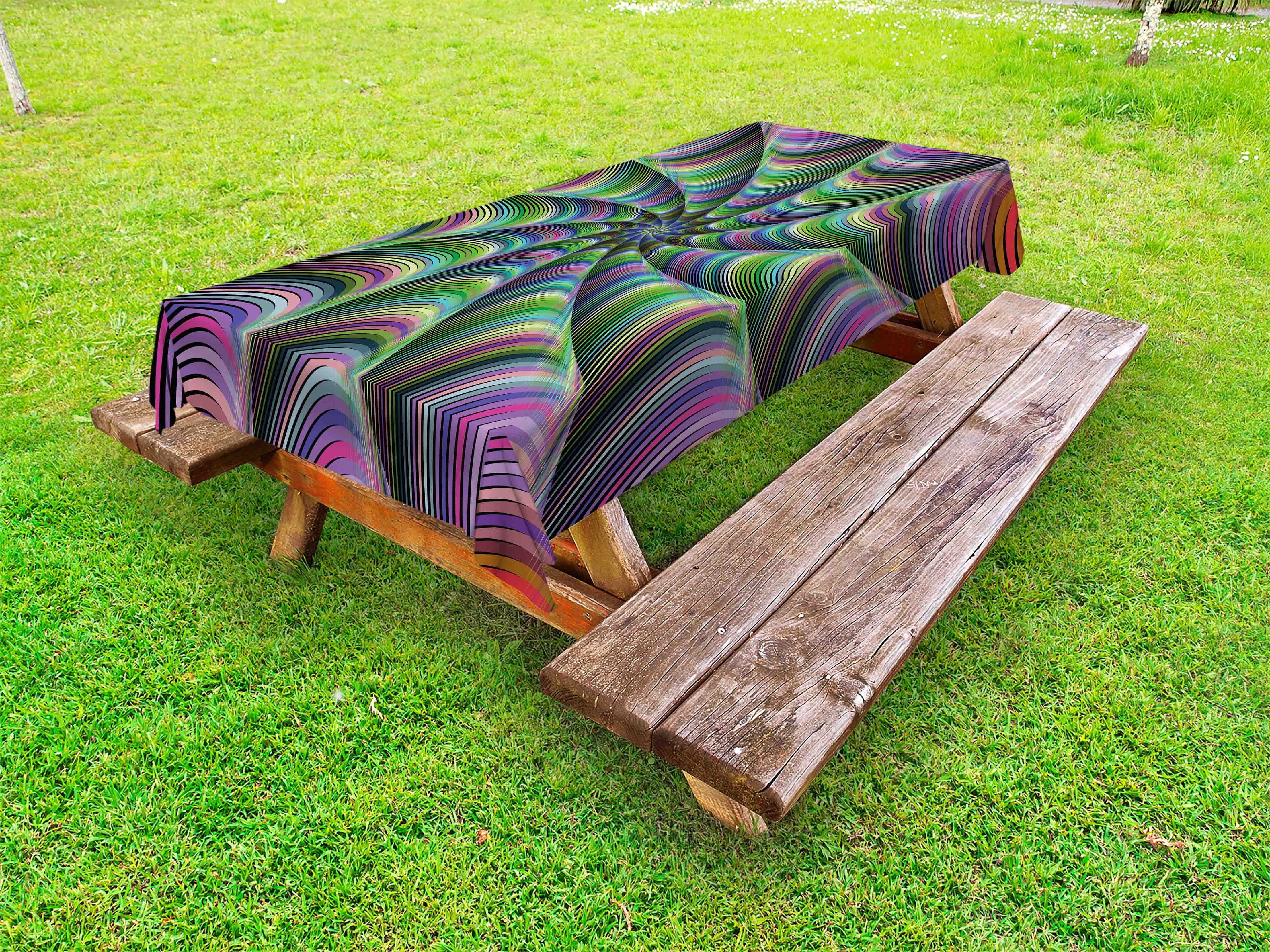 Fractal Outdoor Tablecloth, Psychedelic Tentacles Converging into ...