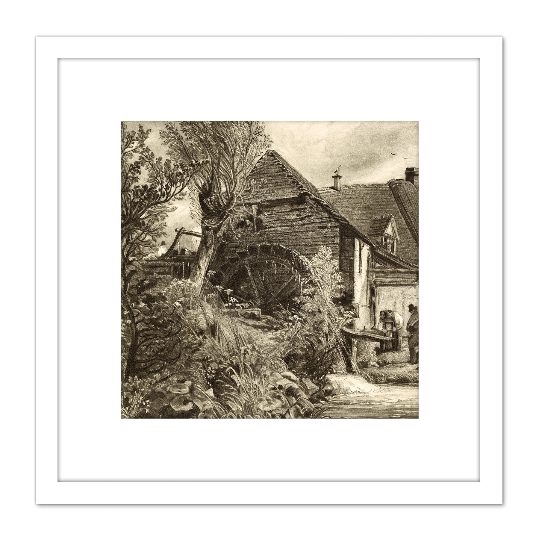 David Lucas Gillingham Mill Dorsetshire 1846 Painting 8X8 Inch Square ...