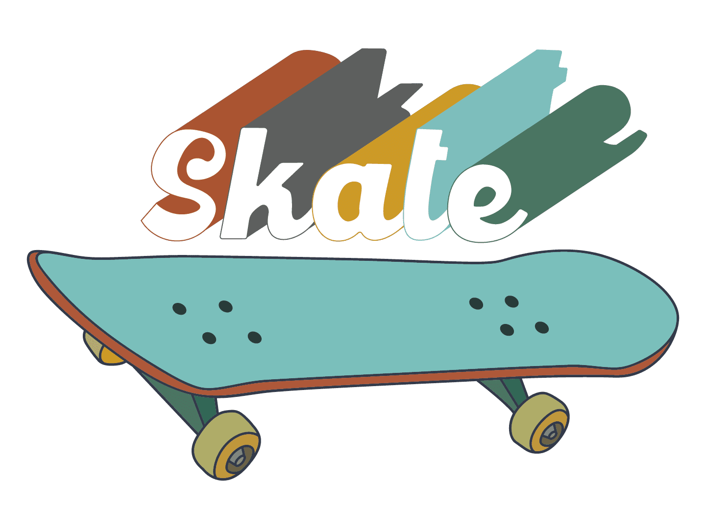 Skateboard with Word Skate Banner Art Design for Skating Boys Room ...