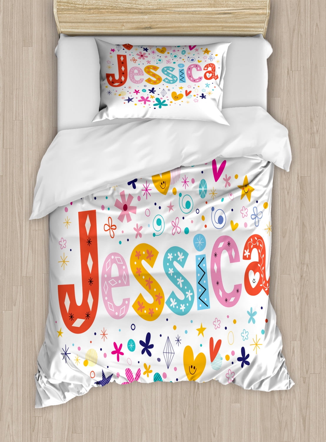 Jessica Twin Size Duvet Cover Set, Retro Colorful Motifs Swirls Chevron ...