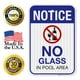 No Glass in Pool Area Sign, Pool Sign, 12x18 Reflective Aluminum EGP ...