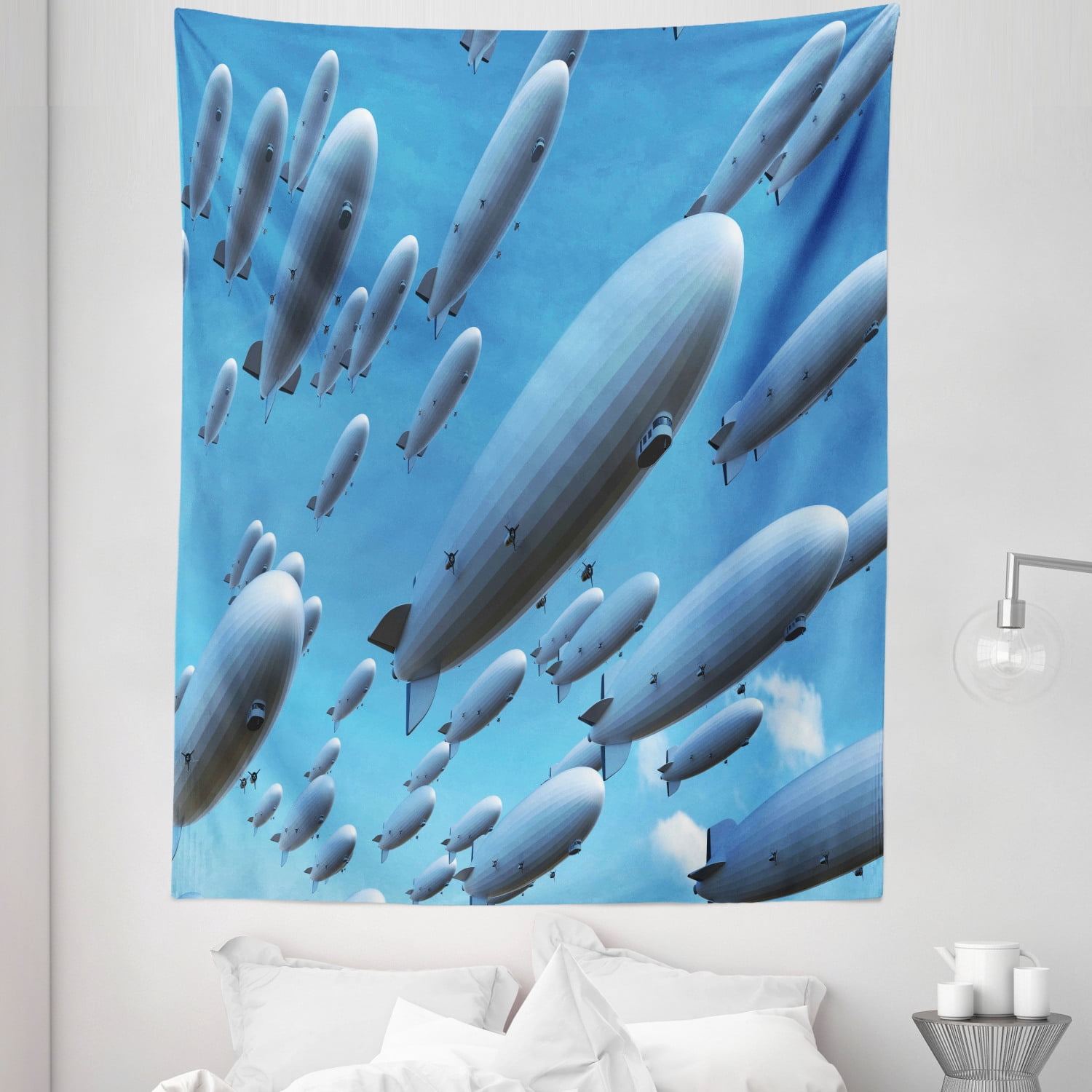 Zeppelin Tapestry, Many Fleet Airships Flying in the Sky Aviation ...
