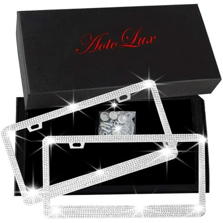 KCSD 2 Pack Bling Licence Car Plate Frames for Women , Black Rhinestone ...