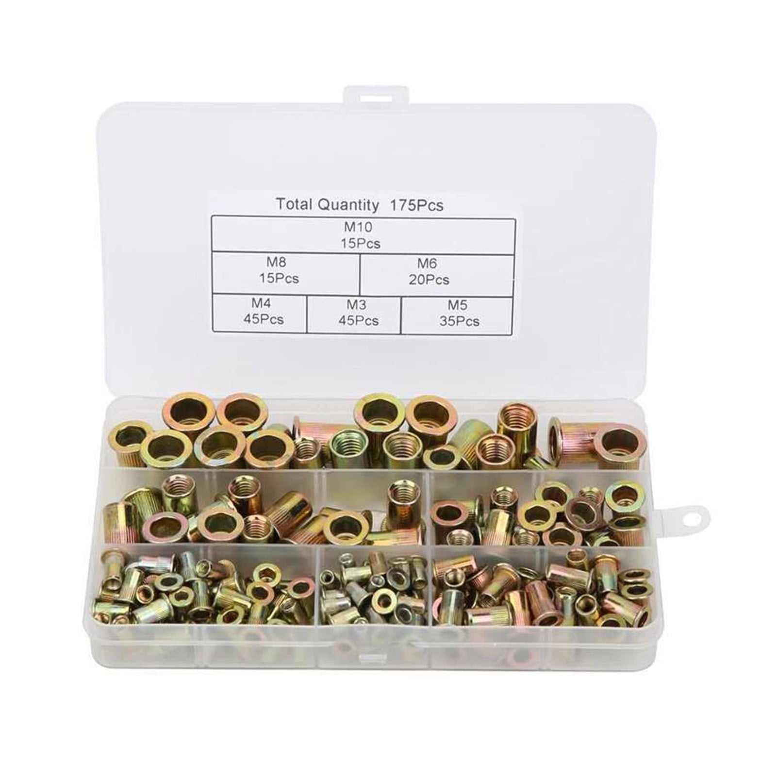 175Pcs M3/M4/M5/M6/M8/M10 Color Plated Zinc Steel Rivet Nut Metric ...