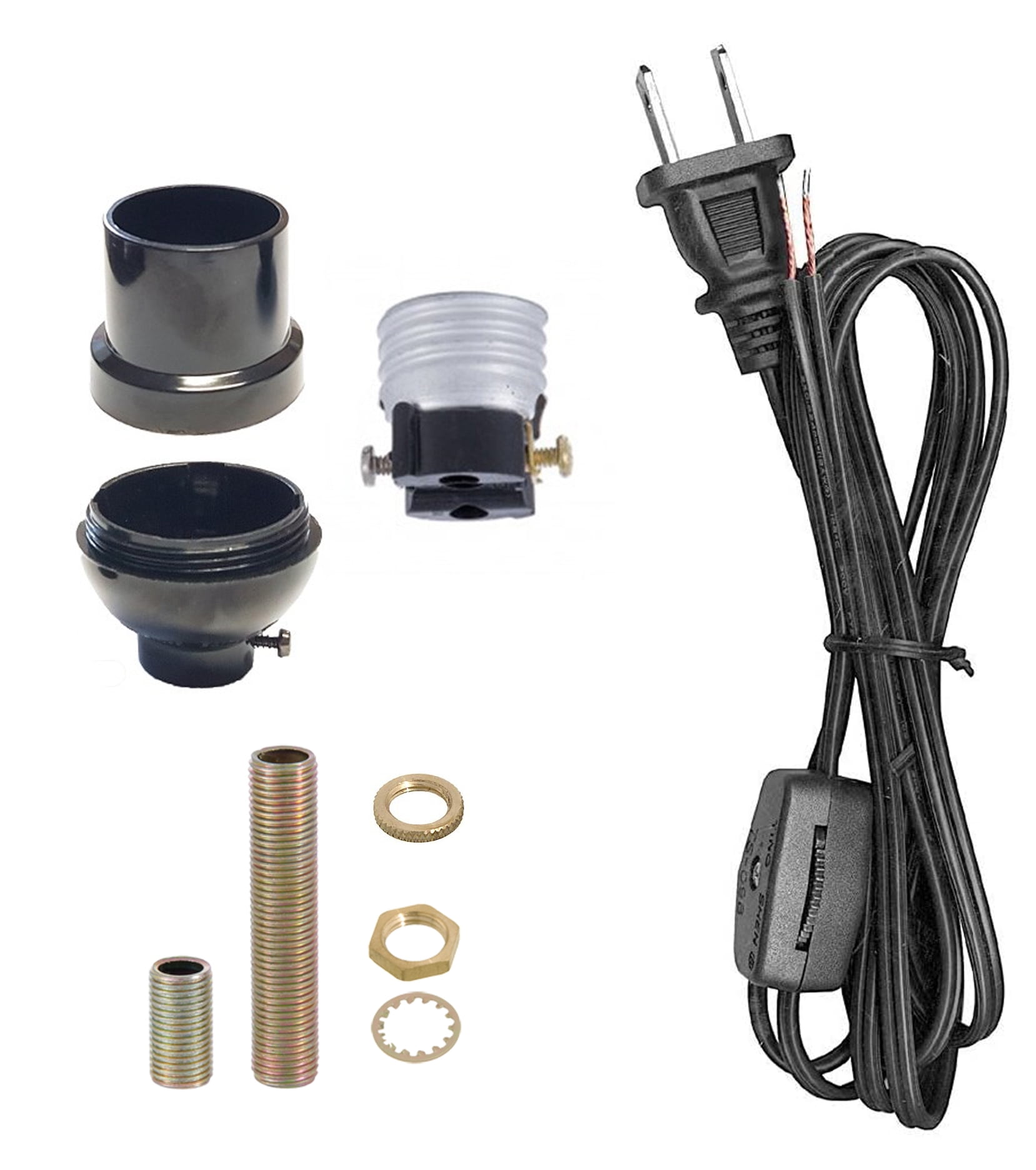 B&P Lamp Keyless Table Lamp Wiring Kit with Plastic Socket and Rotary ...