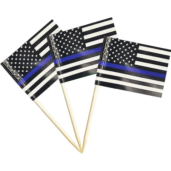 100 Pcs American Police Toothpick Flags,Cupcake Toppers American Police ...