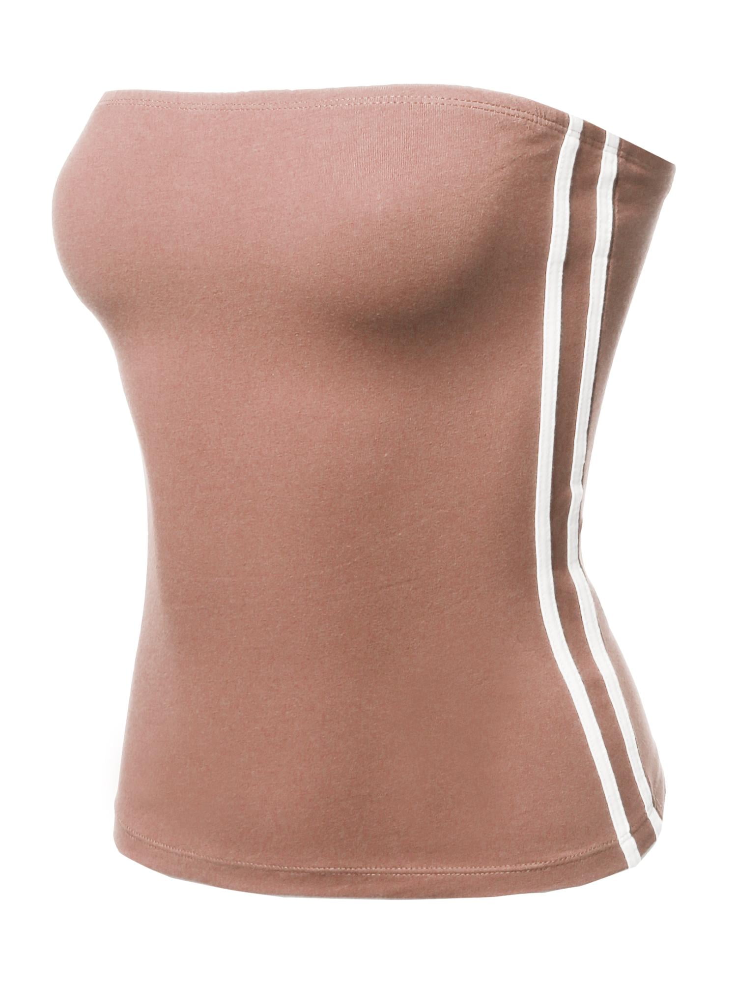 FashionOutfit Women's Casual Two-Stripes Side Detail Solid Tube Tank ...