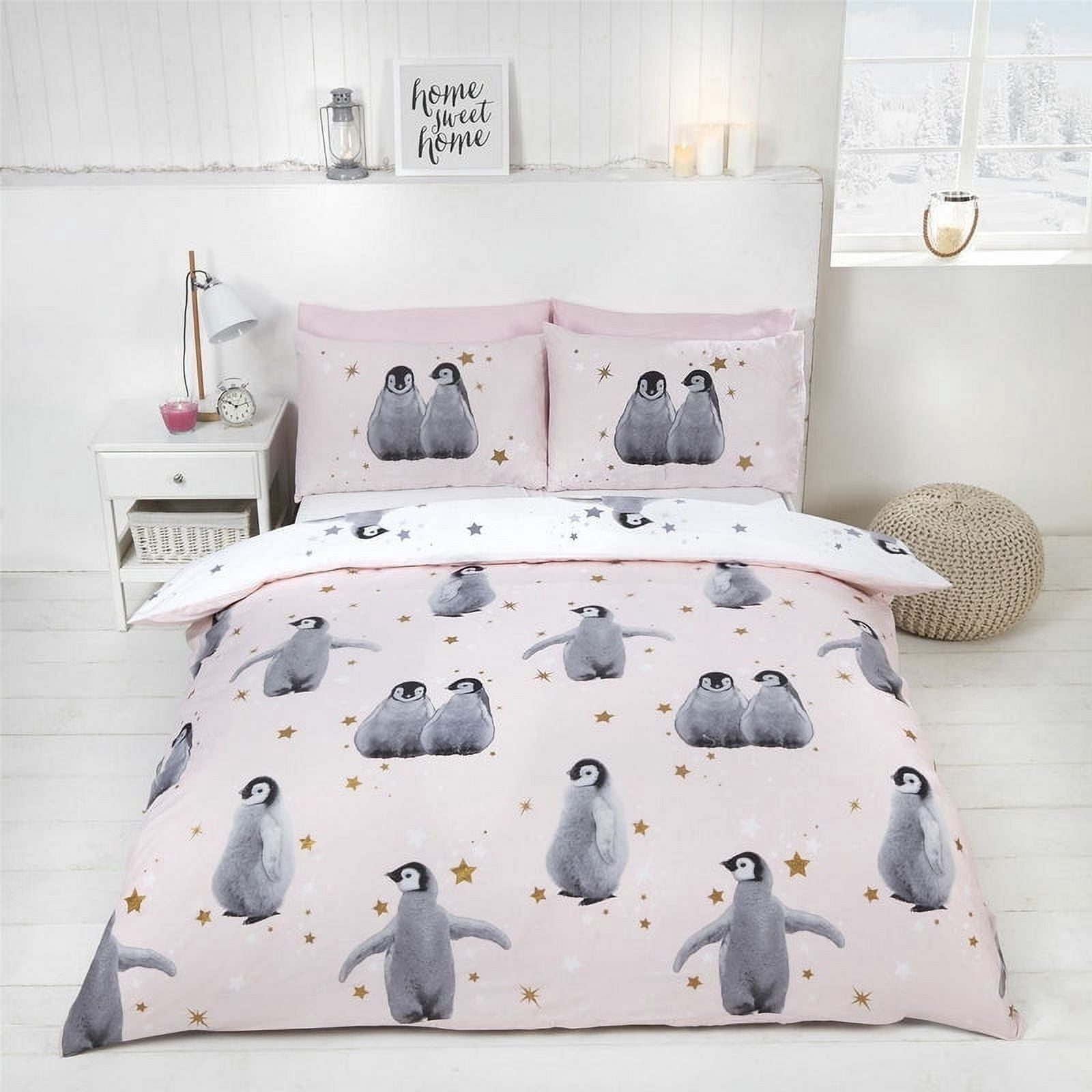 Star Penguins Pink Or Blue Kids Bedding Duvet / Comforter Cover Set ...