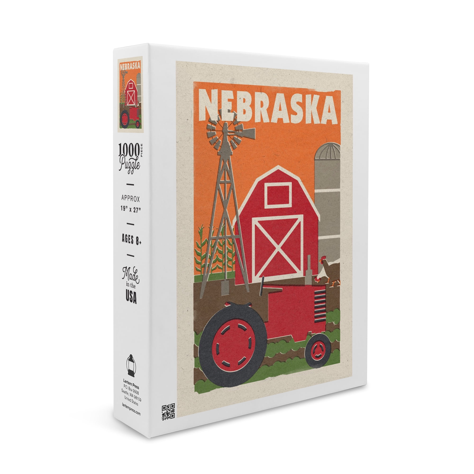 Nebraska, Country, Woodblock (1000 Piece Puzzle, Size 19x27 ...