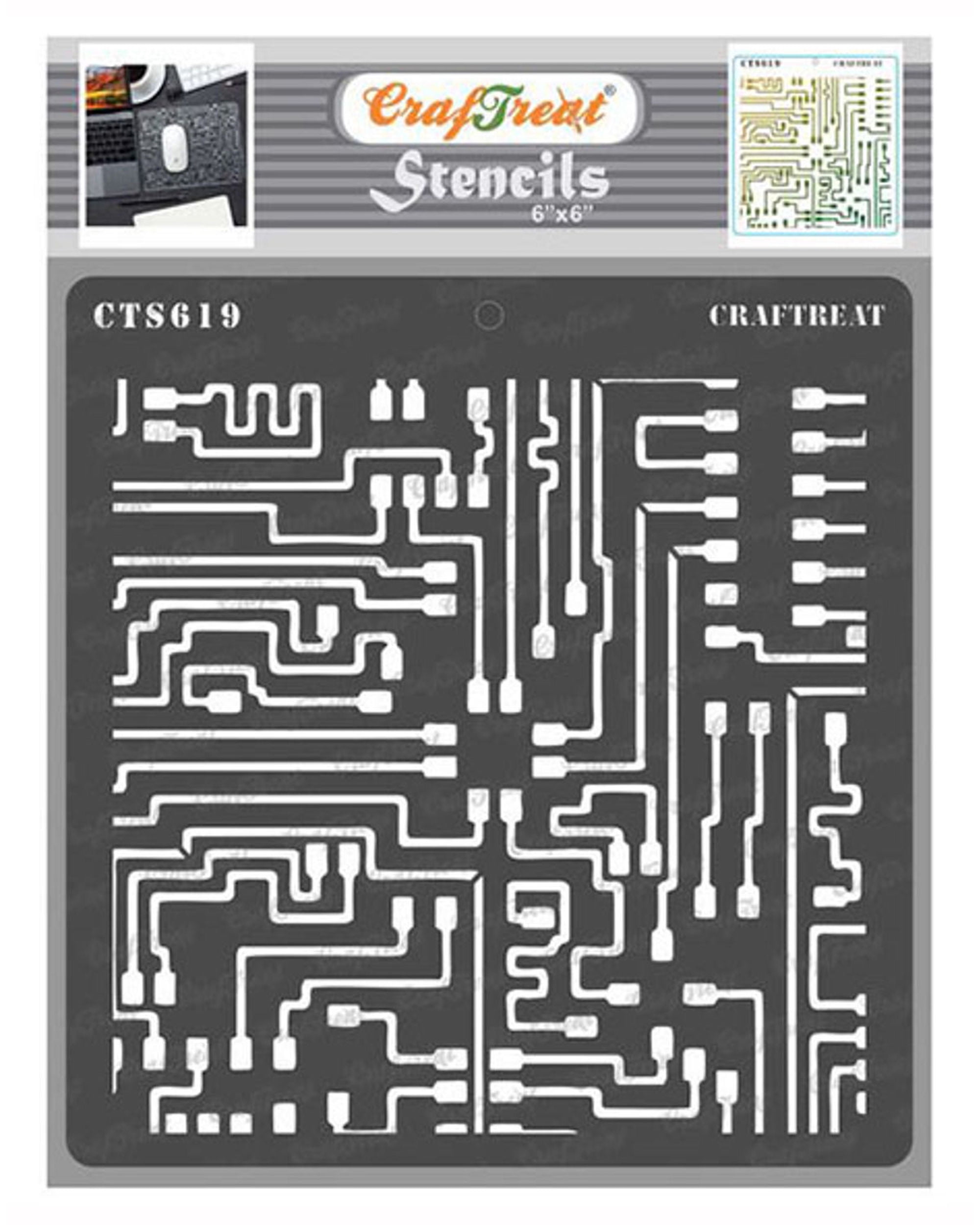 CrafTreat Circuit board Stencil for Painting and Crafting - 6"x6 ...