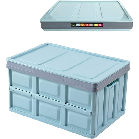 30L Plastic Storage Bin, Collapsible Storage Box Crates Plastic Tote ...