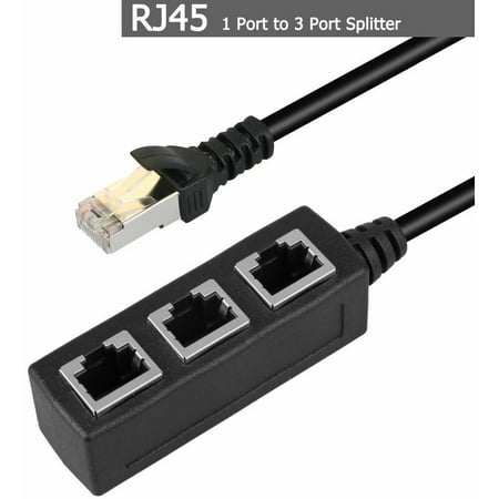 RJ45 LAN Ethernet 1 to 3 Port Splitter Cable Network with Cat5, Cat5e, Cat6, Cat7 Adapter Socket ...