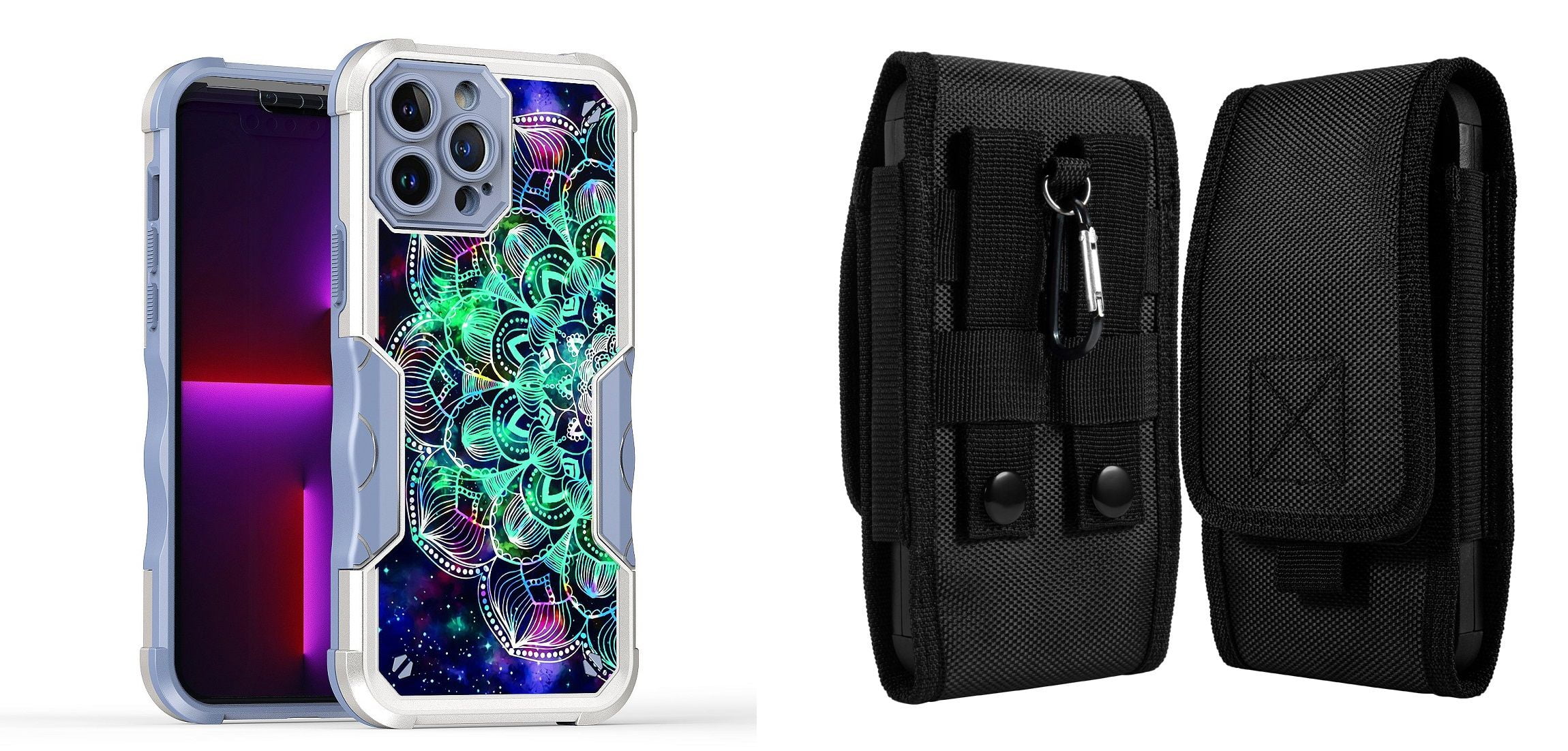 Case and Pouch Bundle for iPhone 14 Pro Max: Heavy Duty Armor Rugged ...