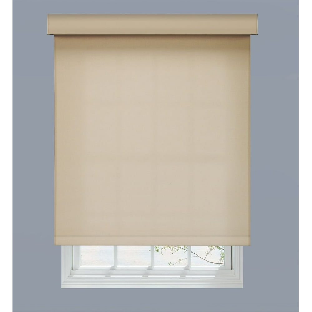 Linen Avenue Custom Cordless Cassette 1% Solar Roller Shade, 57 W x 66 ...