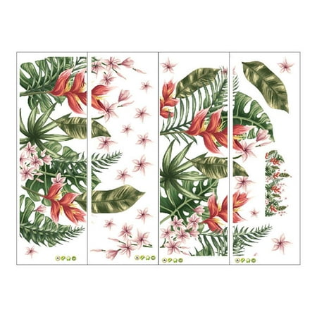 Maoww 4 Pieces Green Plants Wall Decals Removable Stickers Plant TV ...