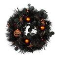 Battery Operated LED Halloween Wreath 18 Inch, Black Mesh Front Door ...