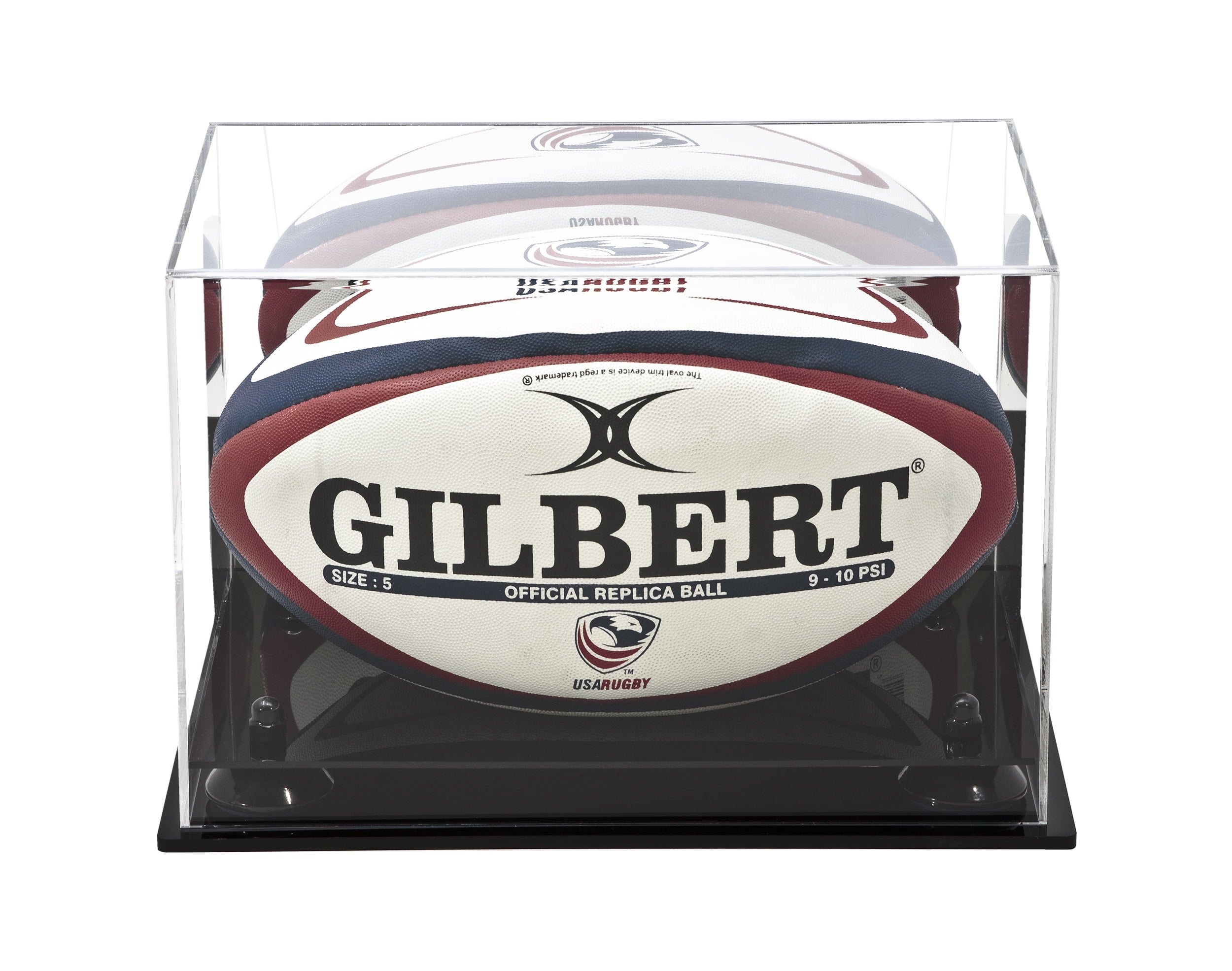 Deluxe Acrylic Rugby Ball Display Case with Black Risers Mirror and ...