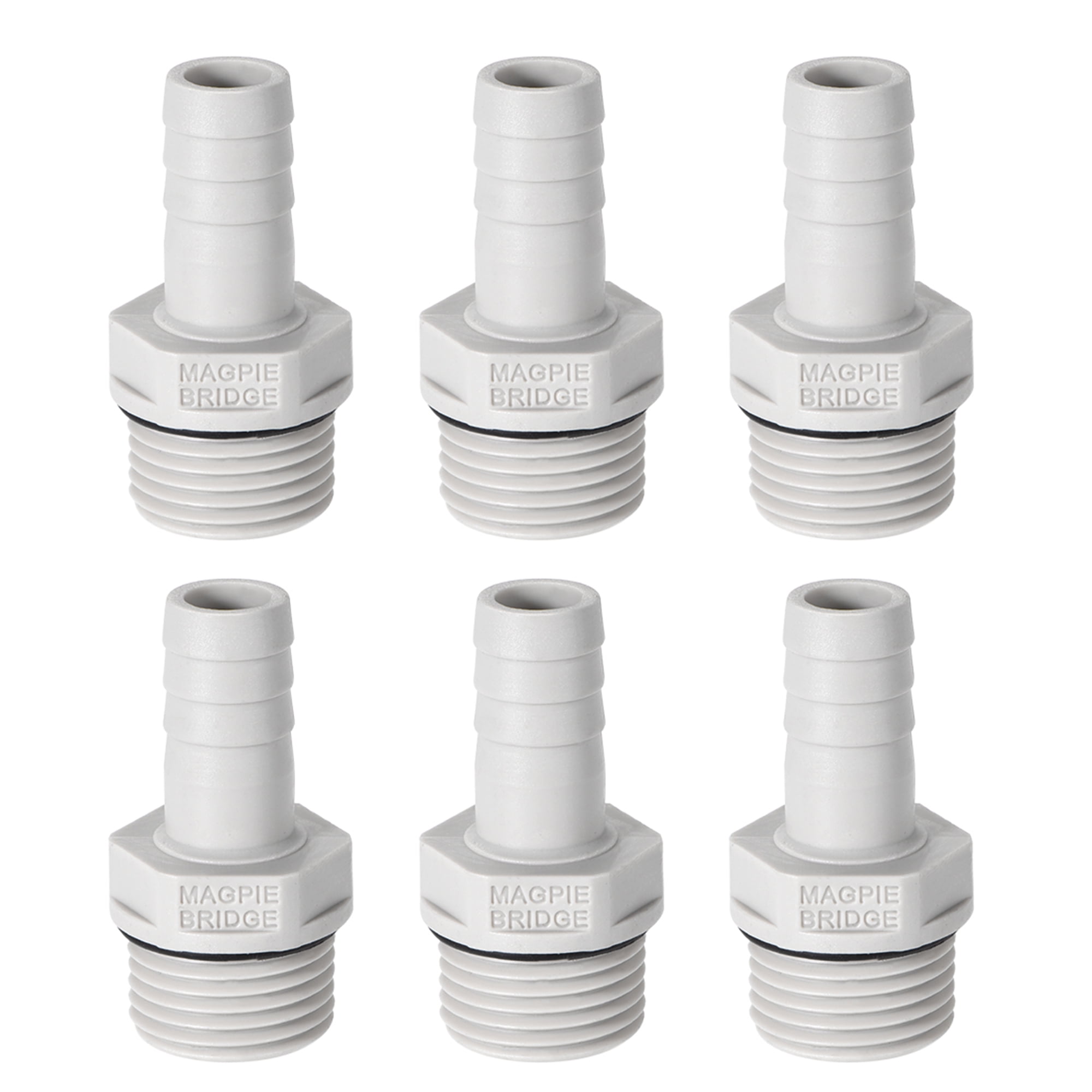 PVC Barb Hose Fittings Connector Adapter 12mm or 15/32" Barbed x 1/2" G ...