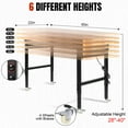 60" Heavy-Duty Adjustable Workbench, Rubber Wood Shop Table with Wheels ...