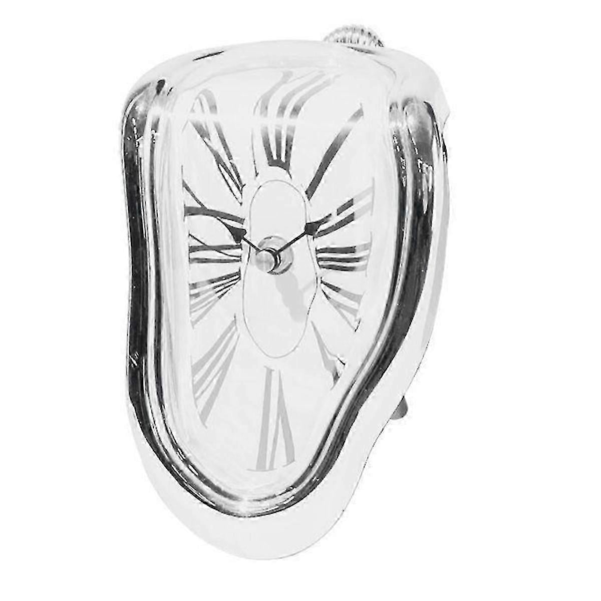 Melting Distorted Clock Art Decor for Living Room - Clock Silver ...