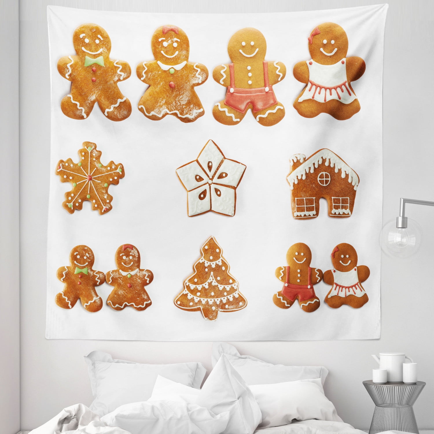 Gingerbread Man Tapestry, Vivid Christmas Gingerbread Biscuits Set ...