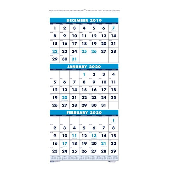 House of Doolittle 2006446 12.25 x 26 in. 2020 3 Month Vertical Wall ...