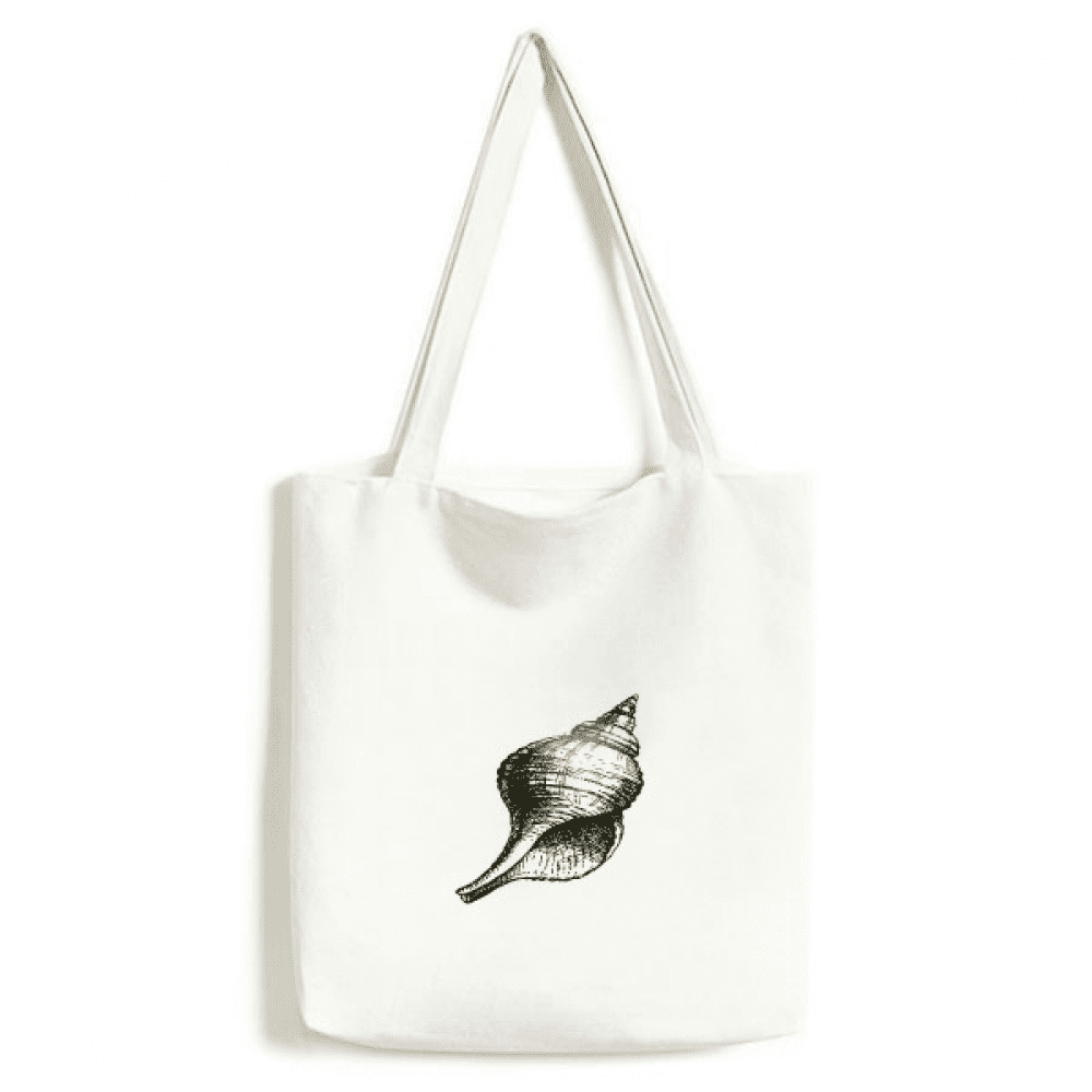 Marine Life Black Snail Illustration Tote Canvas Bag Shopping Satchel ...